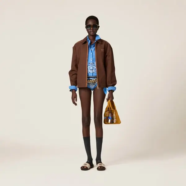 Miu Miu Jacquard Canvas Blouson Jacket - Cocoa Brown | Editorialist